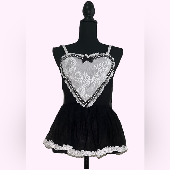 Dolls Kill | Tops | Sugar Thrillz Lingerie Heart Ruffle Lace Apron ...
